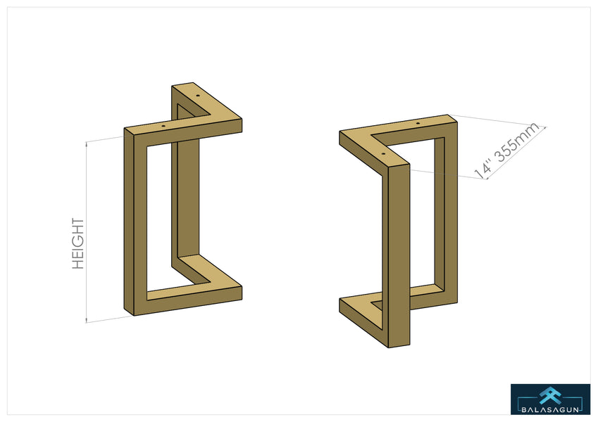 Brass Bench Legs Set ( 2) - Bracket Style 12''-16'' Height - balasagun