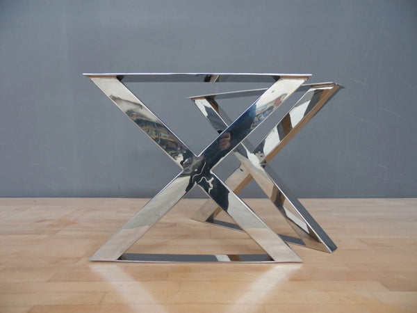 Stainless Steel Coffee Table Legs, Ottoman Legs, 15" X 21" X-frame Ben ...