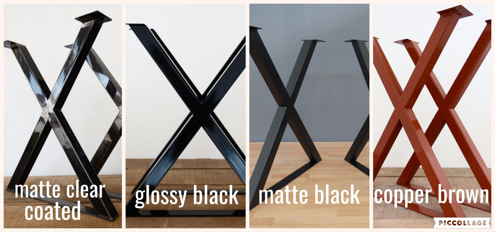 28" X Frame Steel Table Legs, 24" Base Width, Height 26" To 32" Set(2 ...